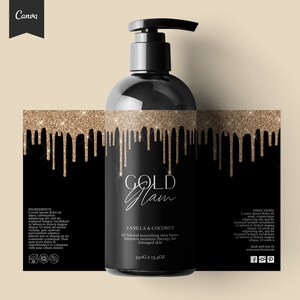 GOLD Glitter Editable Body Product Labels, DIY Cosmetic Labels, Diy ...