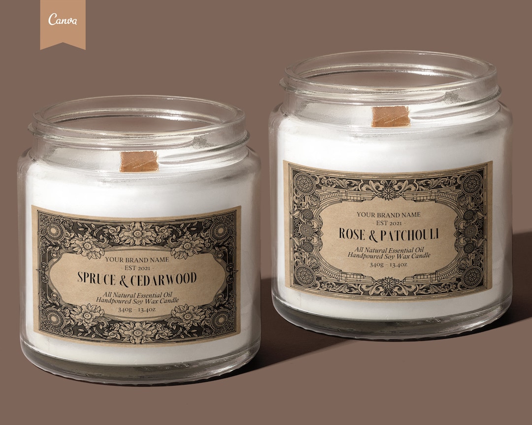 VINTAGE Editable Candle Label, APOTHECARY Candle Label Design, Ornate ...