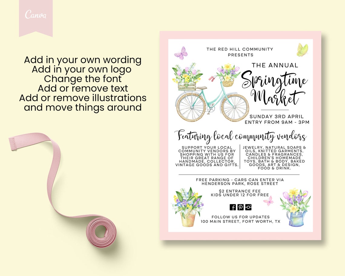 Editable SPRING Flyer Brochure DIY Market Fair Flyer Diy | Etsy