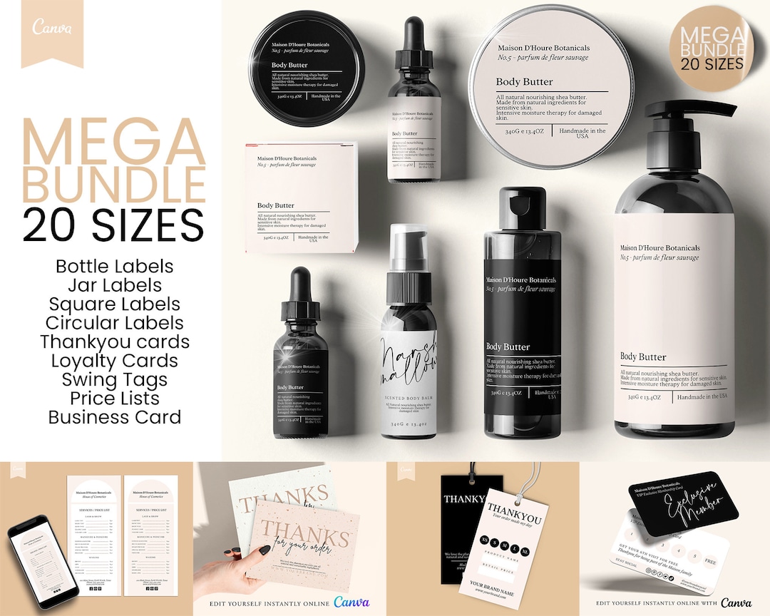 Editable Cosmetic MEGA BUNDLE, Product Label Template, Diy Cosmetic ...