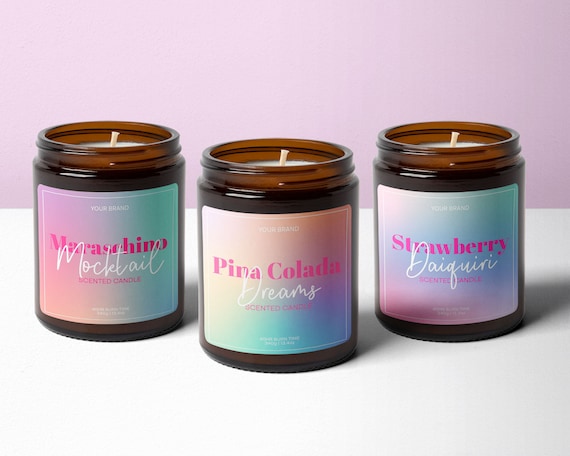 GRADIENT Editable Candle Label Candle Label Design Candle | Etsy