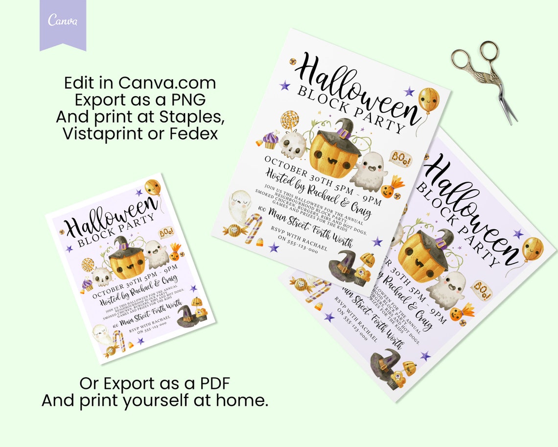 HALLOWEEN Editable Flyer DIY Block Party Flyer Diy Template - Etsy