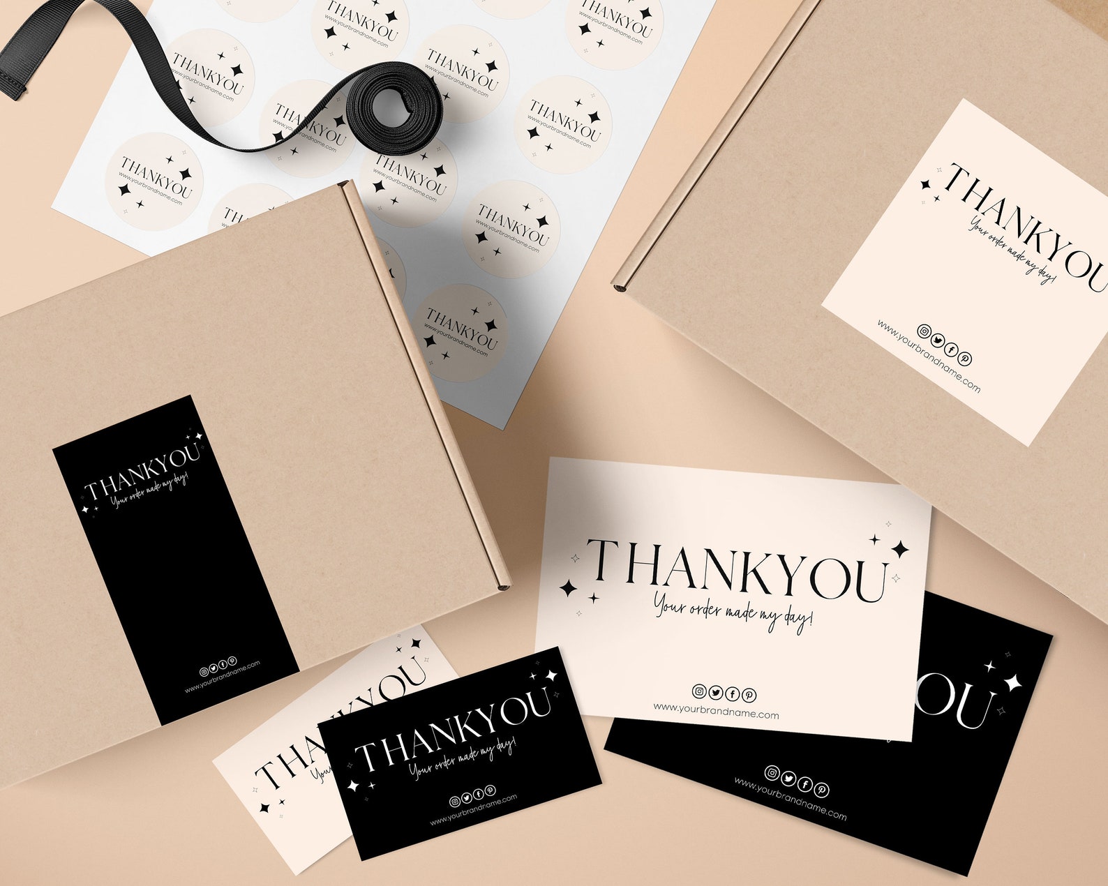 BOHO Branded Packaging Templates Editable Template Bundle | Etsy