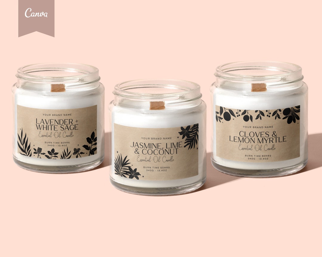 VINTAGE Editable Candle Label, FLORAL Candle Label Design, Editable ...