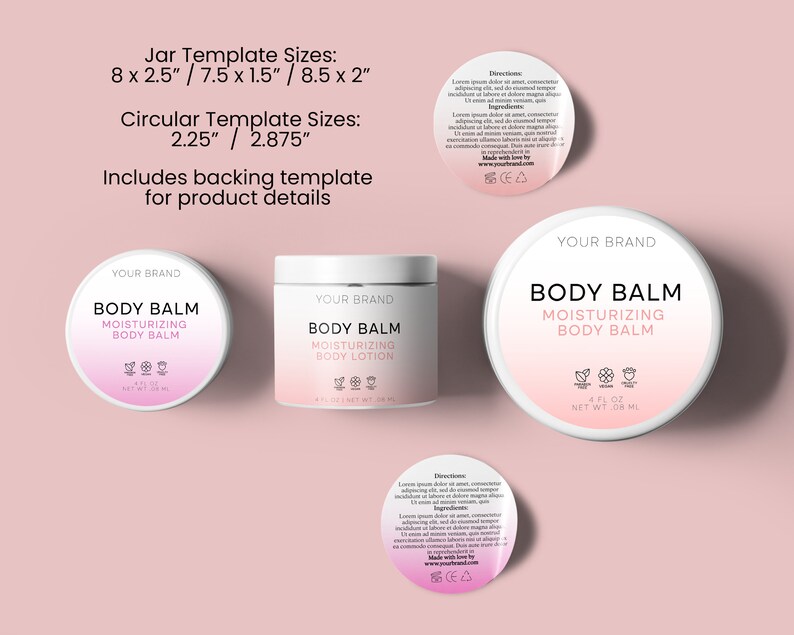 GRADIENT Editable Cosmetic Labels Editable Body Product - Etsy