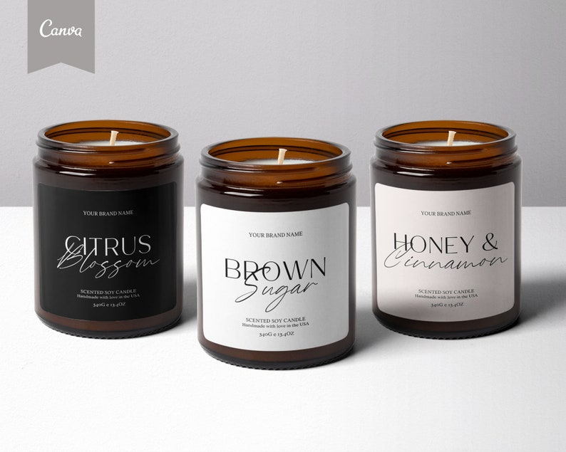 Editable Candle Label, MODERN Candle Label Design, Editable Product ...