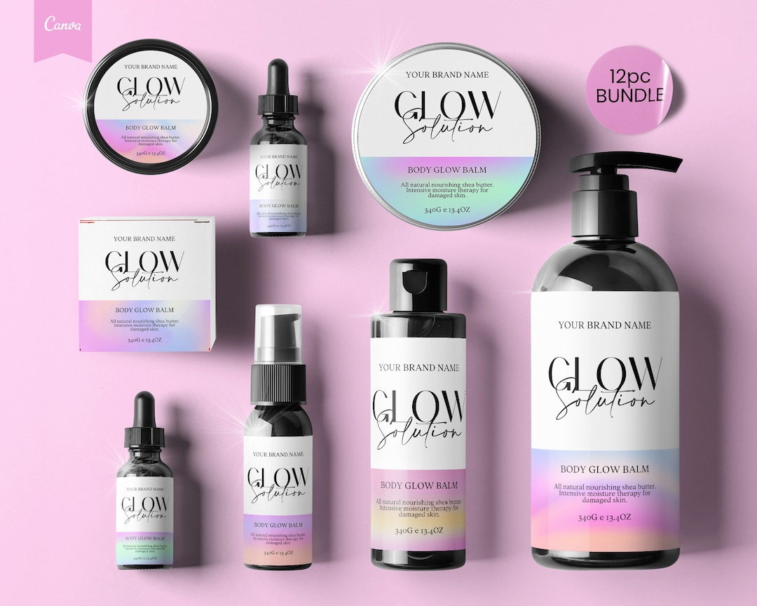 Modern GRADIENT Cosmetic Labels, Editable Body Product Labels, DIY ...
