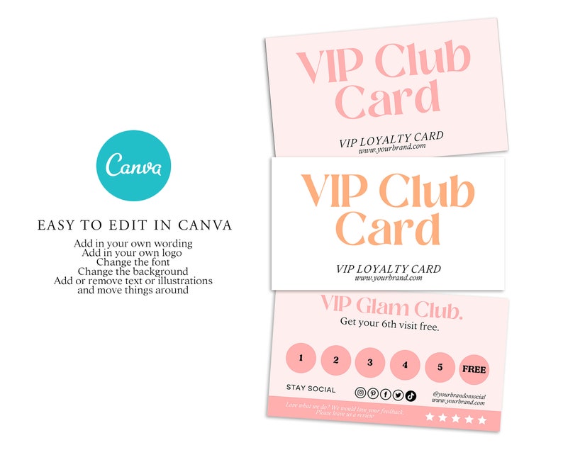 Editable Loyalty Cards, BUSINESS Thank You Card, Care Card Template ...
