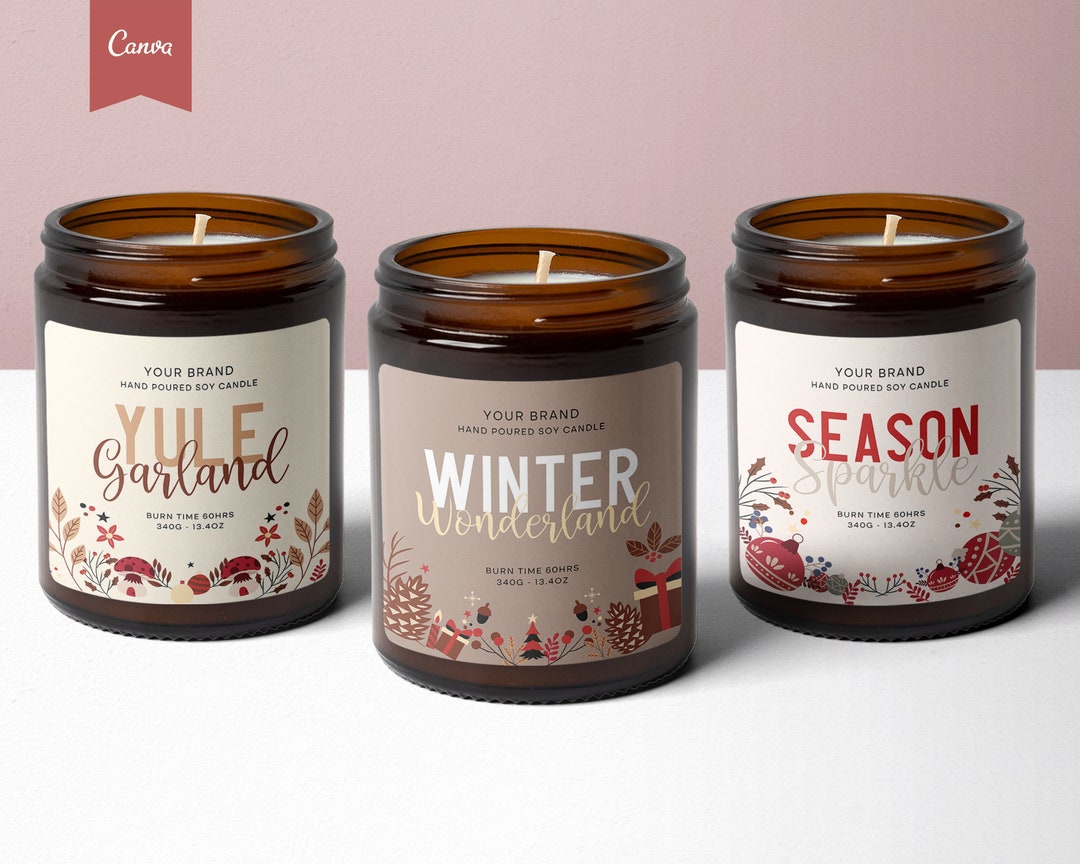 SEASONAL Editable Candle Label, CHRISTMAS Candle Label Design, Candle ...