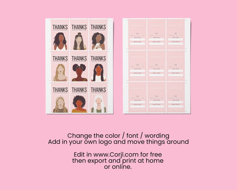 10 X Custom HANG TAGS, Small Business PINK Hang Tag, Boutique Clothing ...