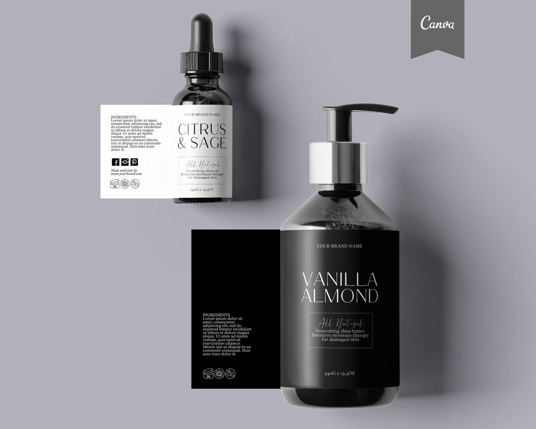 Editable Cosmetic Bottle Label Template, DIY Cosmetics Label, Cosmetics ...