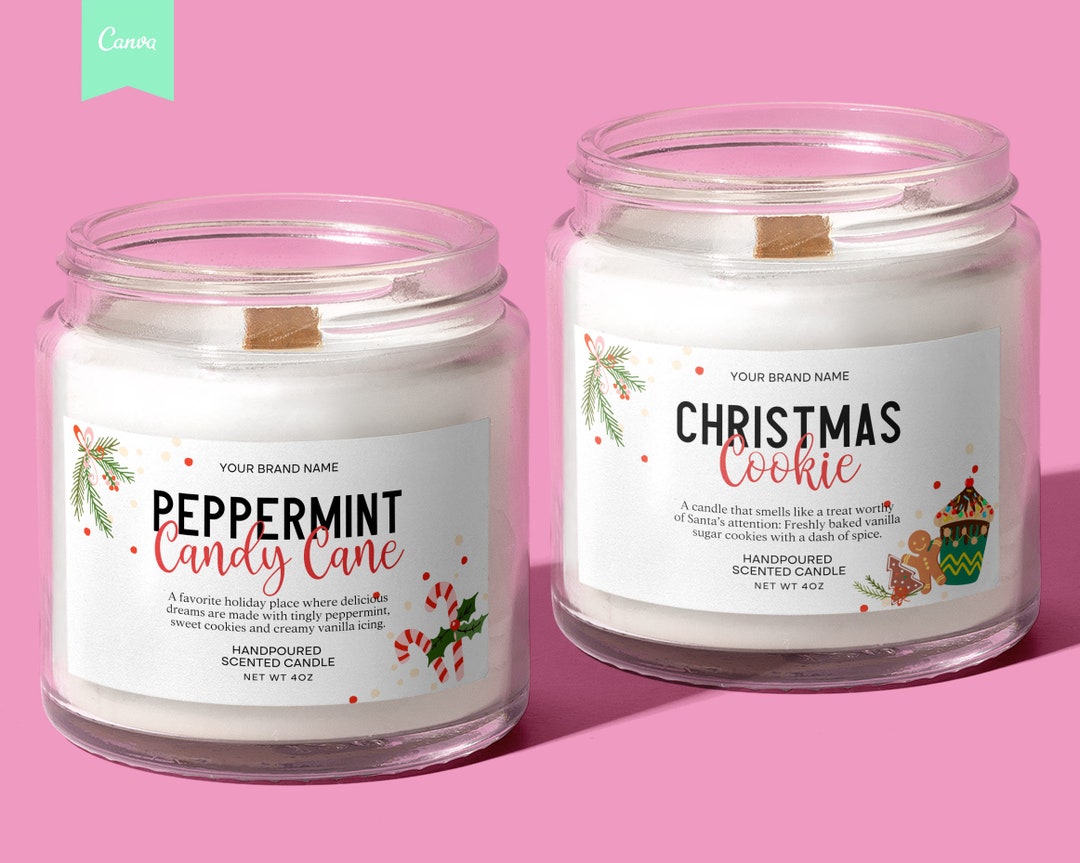 CHRISTMAS Editable Candle Label, SEASONAL Candle Label Design, Candle ...