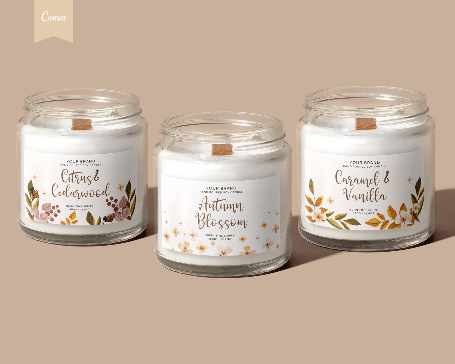 SEASONAL Editable Candle Label Fall Candle Label Design Wax - Etsy