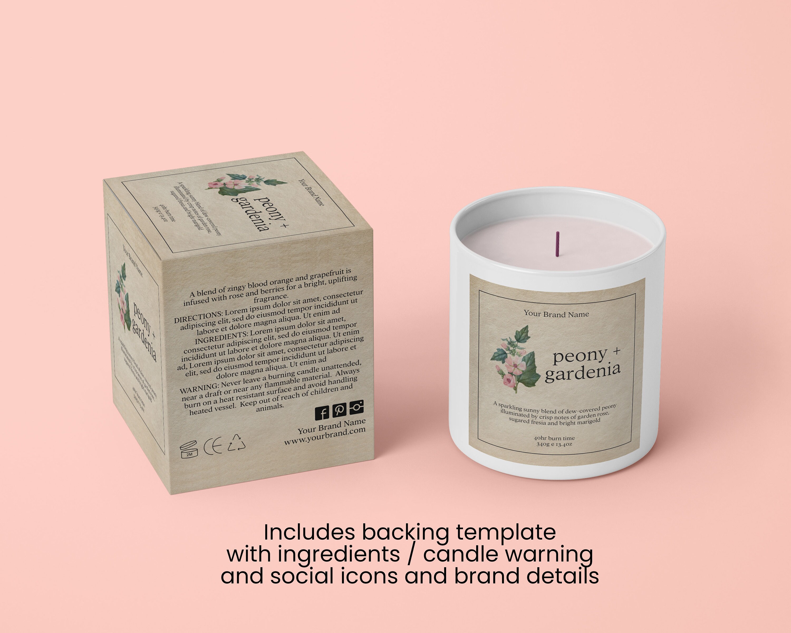 VINTAGE Floral Editable Candle Label, Candle Label Design, Candle ...