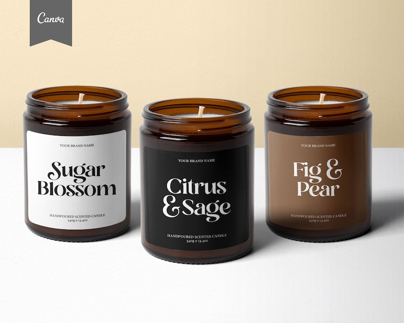 BOHO Editable Candle Label RETRO Candle Label Design - Etsy