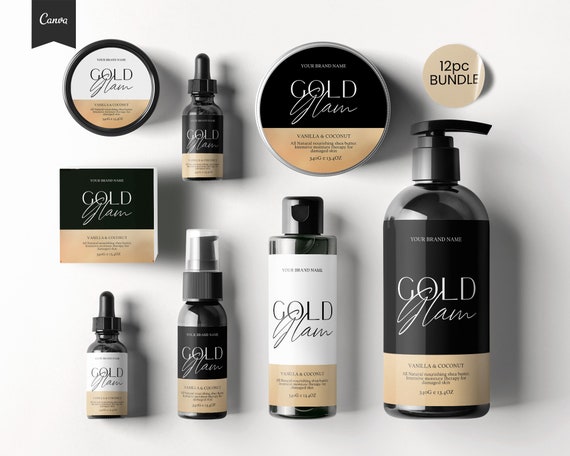 Editable Body Product Labels Gold Look DIY Cosmetic Labels | Etsy