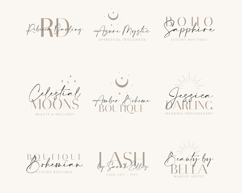 9 X BOHO Editable Logo Designs Apothecary Custom Logo Design - Etsy