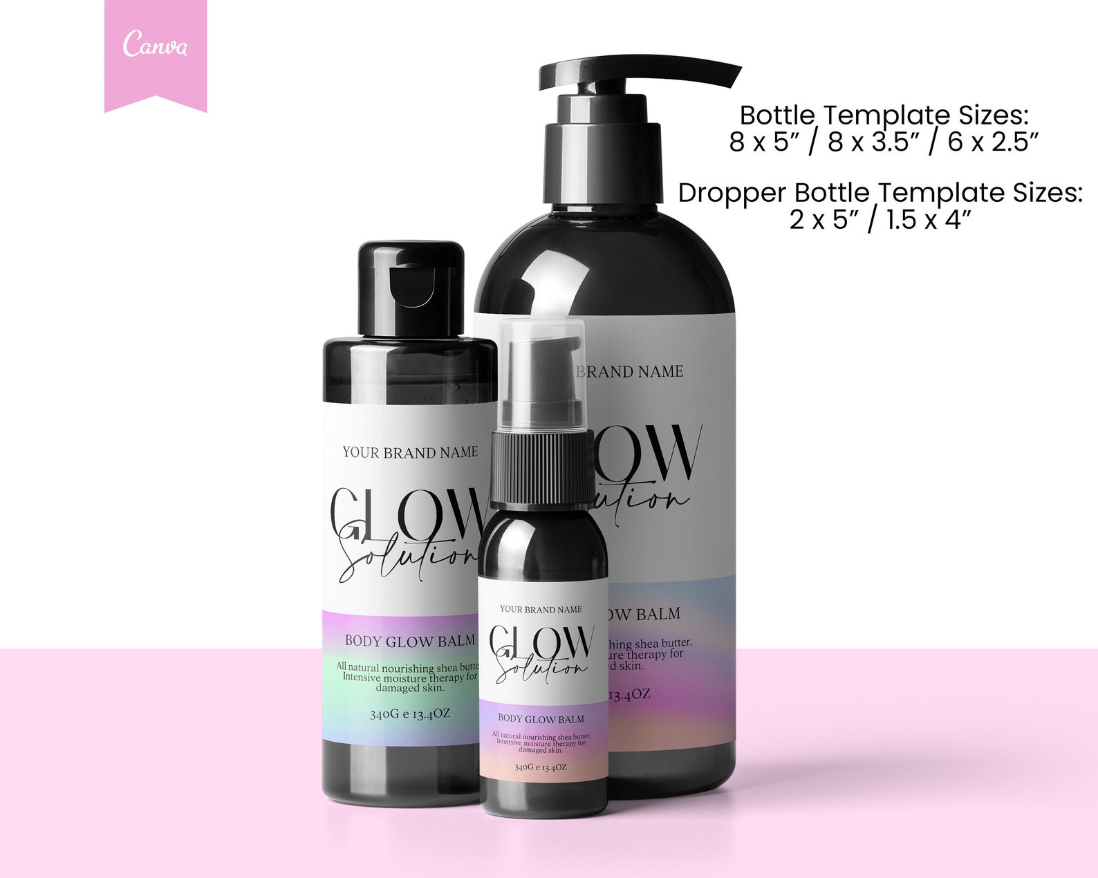 Modern GRADIENT Cosmetic Labels, Editable Body Product Labels, DIY ...