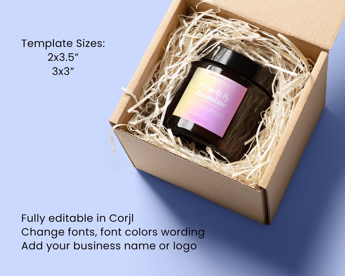 GRADIENT Editable Candle Label Candle Label Design Candle - Etsy