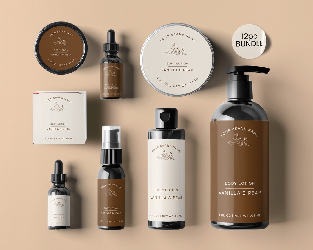 FLORAL Boho Editable Skin Care Label, VINTAGE Label, CUSTOM Product ...