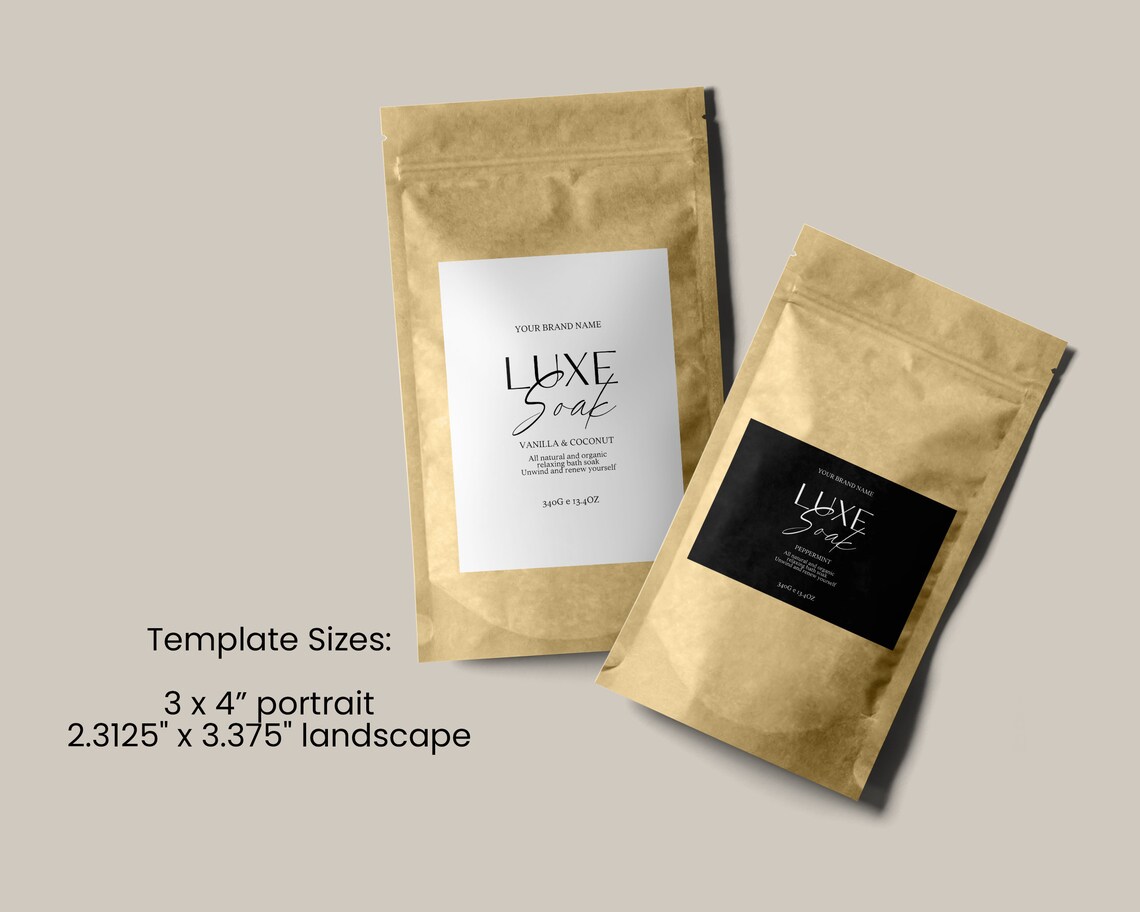 MINIMAL Editable Pouch Label Template, Custom Product Label, BATH Salt ...