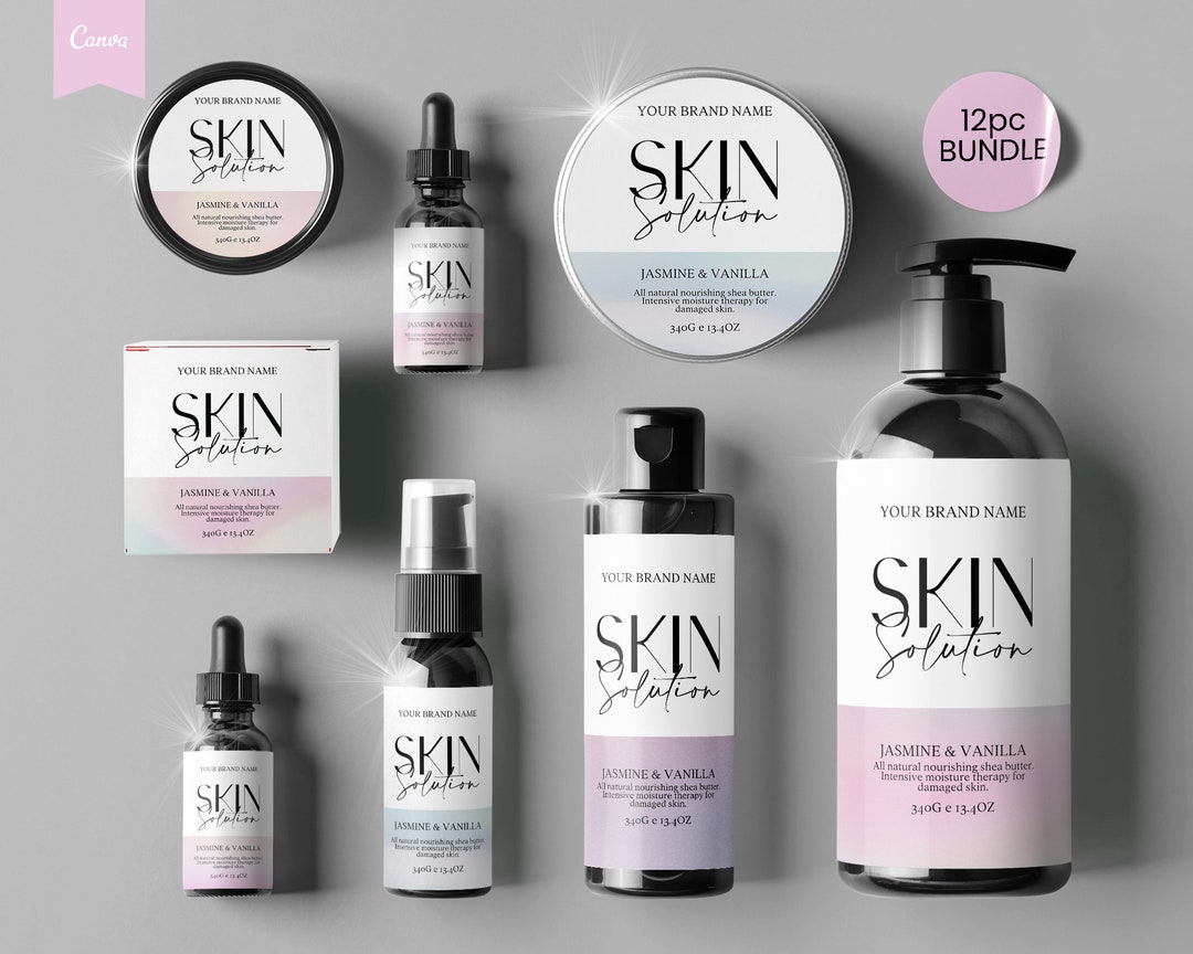 Modern GRADIENT Cosmetic Labels, Editable Body Product Labels, DIY ...