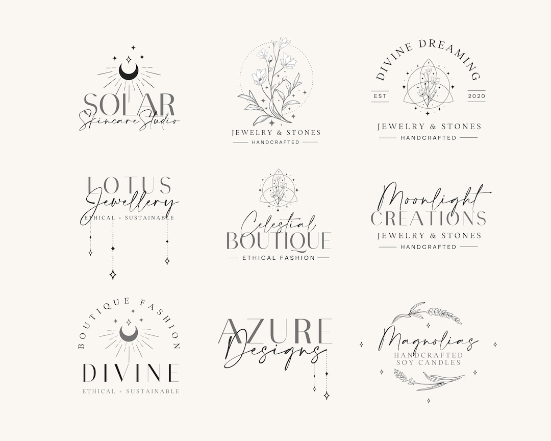 9 X BOHO Editable Logo Designs, Apothecary Custom Logo Design, DIY Logo ...