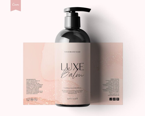 Editable PINK Cosmetic Bottle Label Marble Template Diy - Etsy