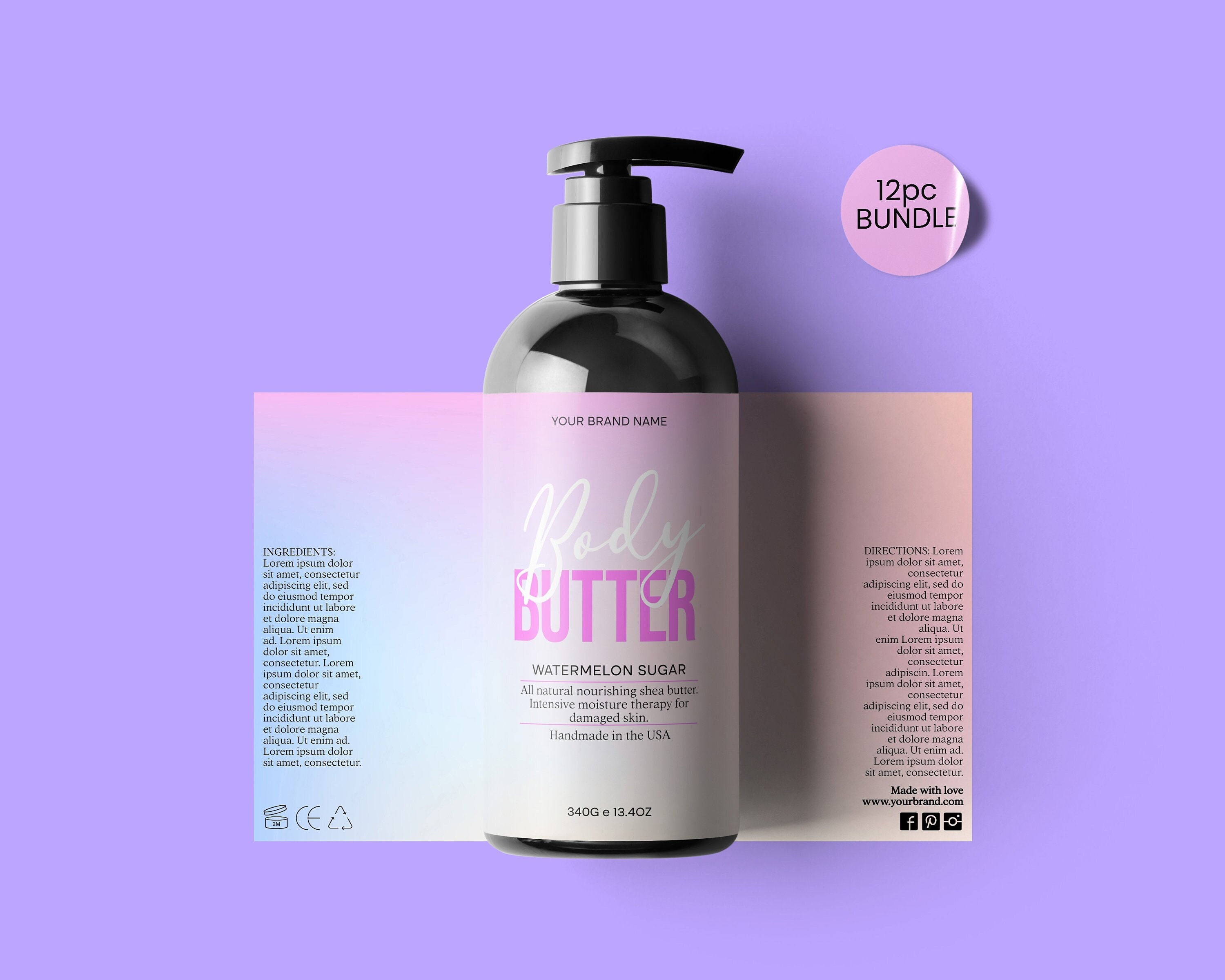 GRADIENT Editable Cosmetic Labels, Editable Body Product Labels, DIY ...