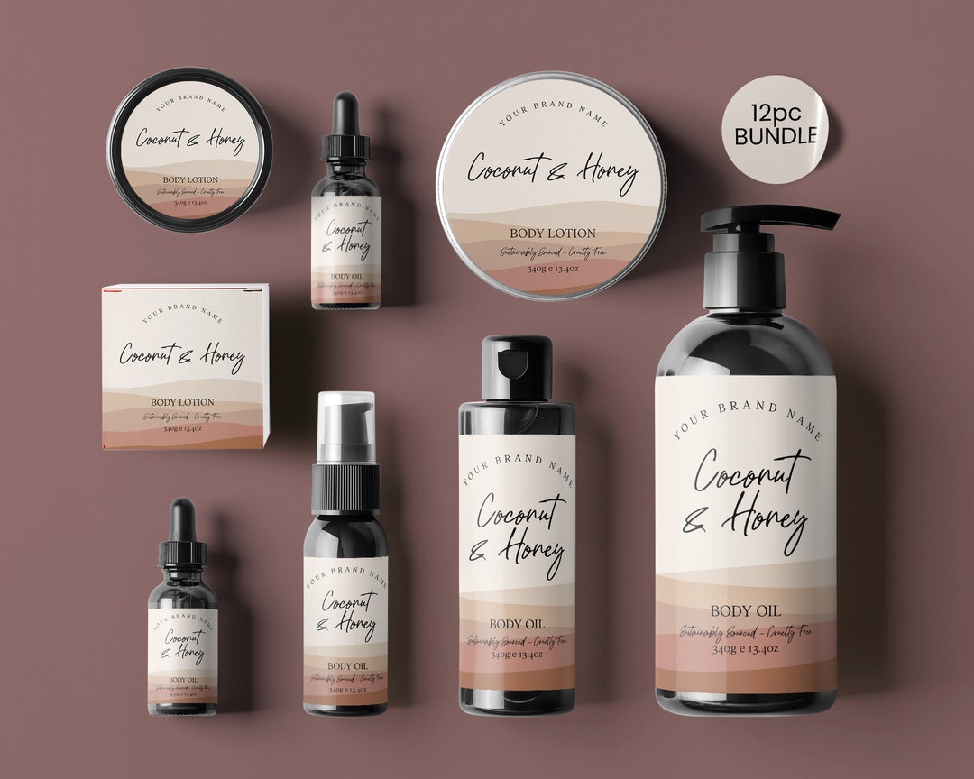 BOHO Editable Skin Care Labels, CUSTOM Product Label, Editable Cosmetic ...