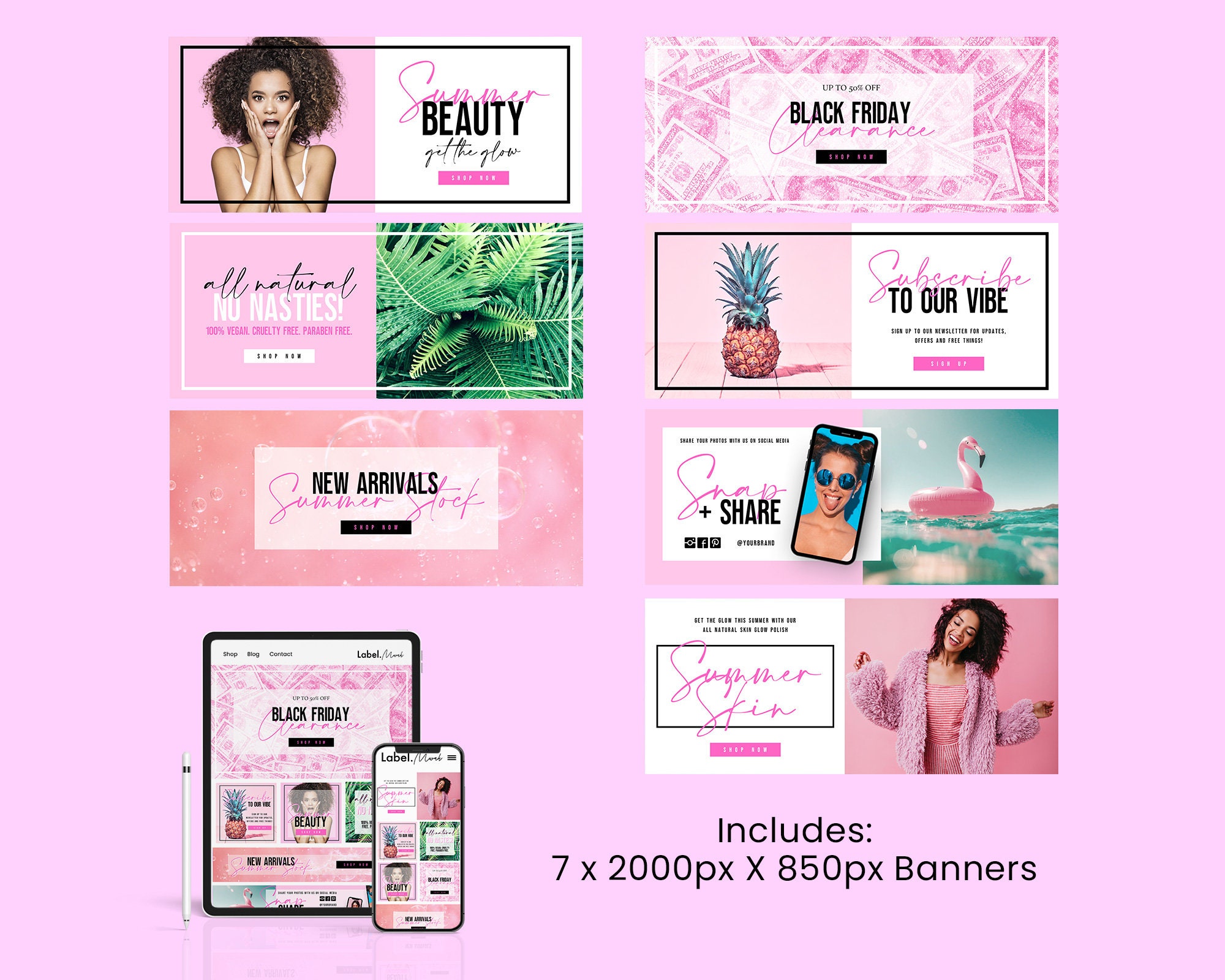 DIY Modern Website Banner Templates CANVA Editable Banners - Etsy