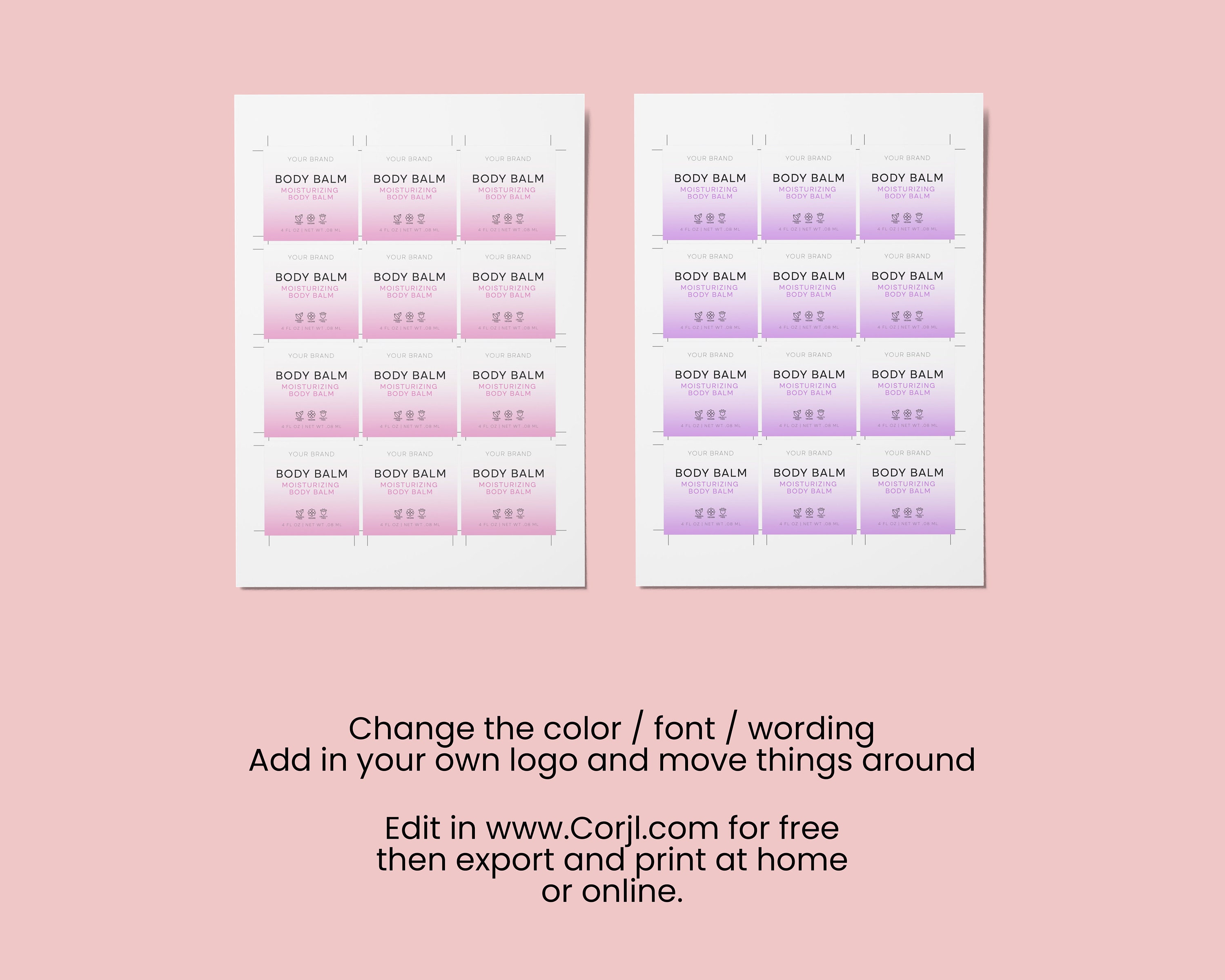 GRADIENT Editable Cosmetic Labels Editable Body Product | Etsy