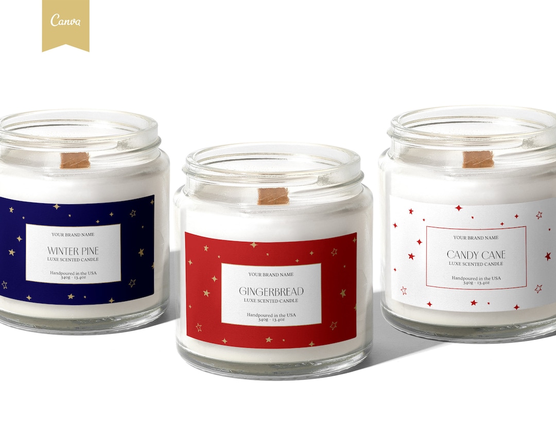 CHRISTMAS Editable Candle Label, SEASONAL Candle Label Design, Candle ...