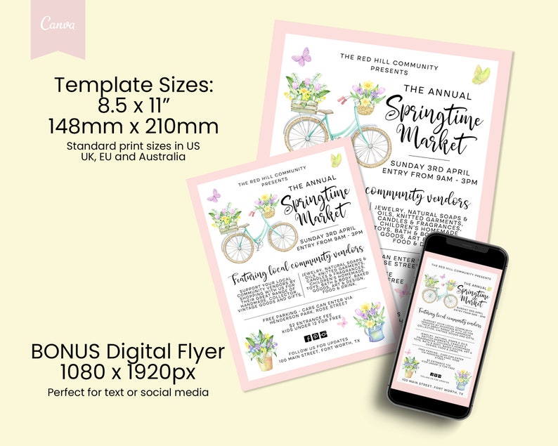 Editable SPRING Flyer Brochure DIY Market Fair Flyer Diy - Etsy
