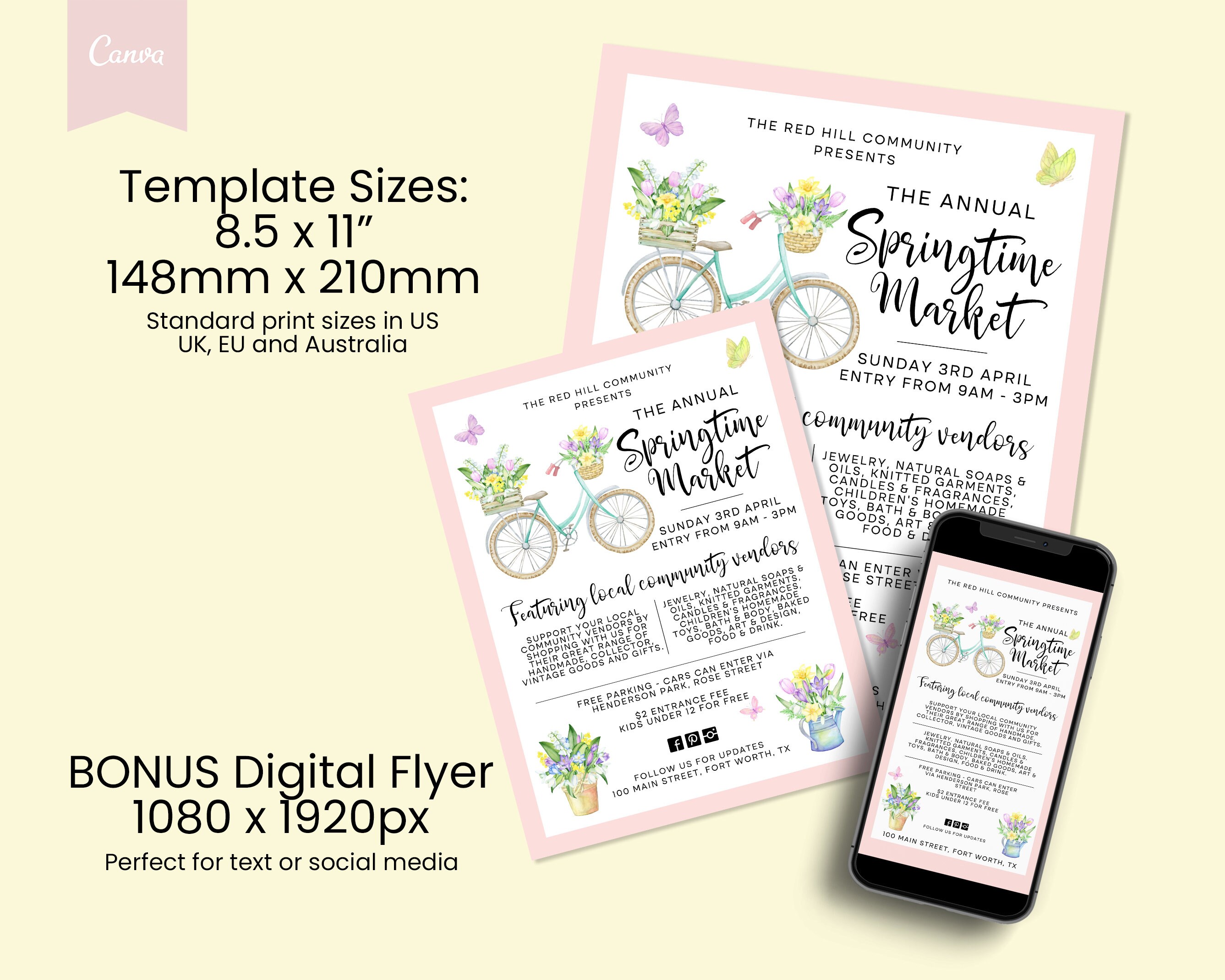 Editable SPRING Flyer Brochure DIY Market Fair Flyer Diy | Etsy