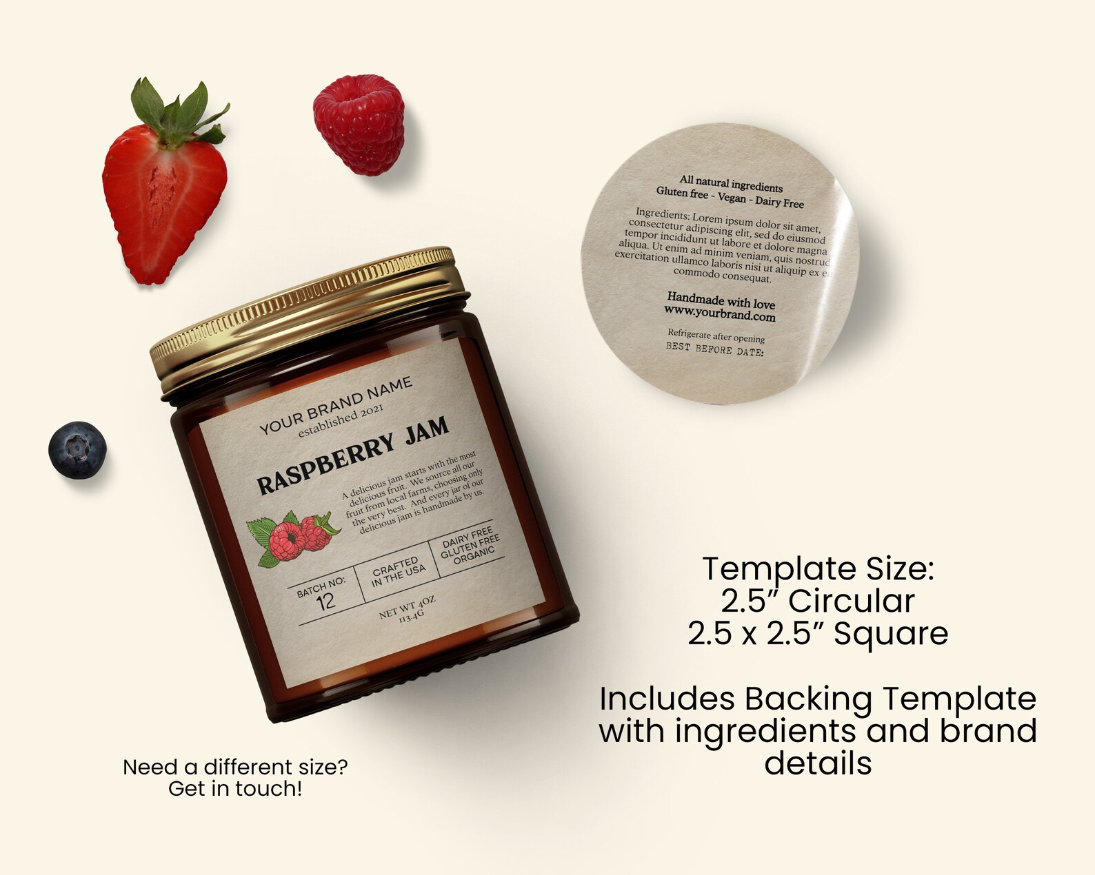 Editable Jam Label, Round Honey Label, Jam Label Printable, Mason Jar ...