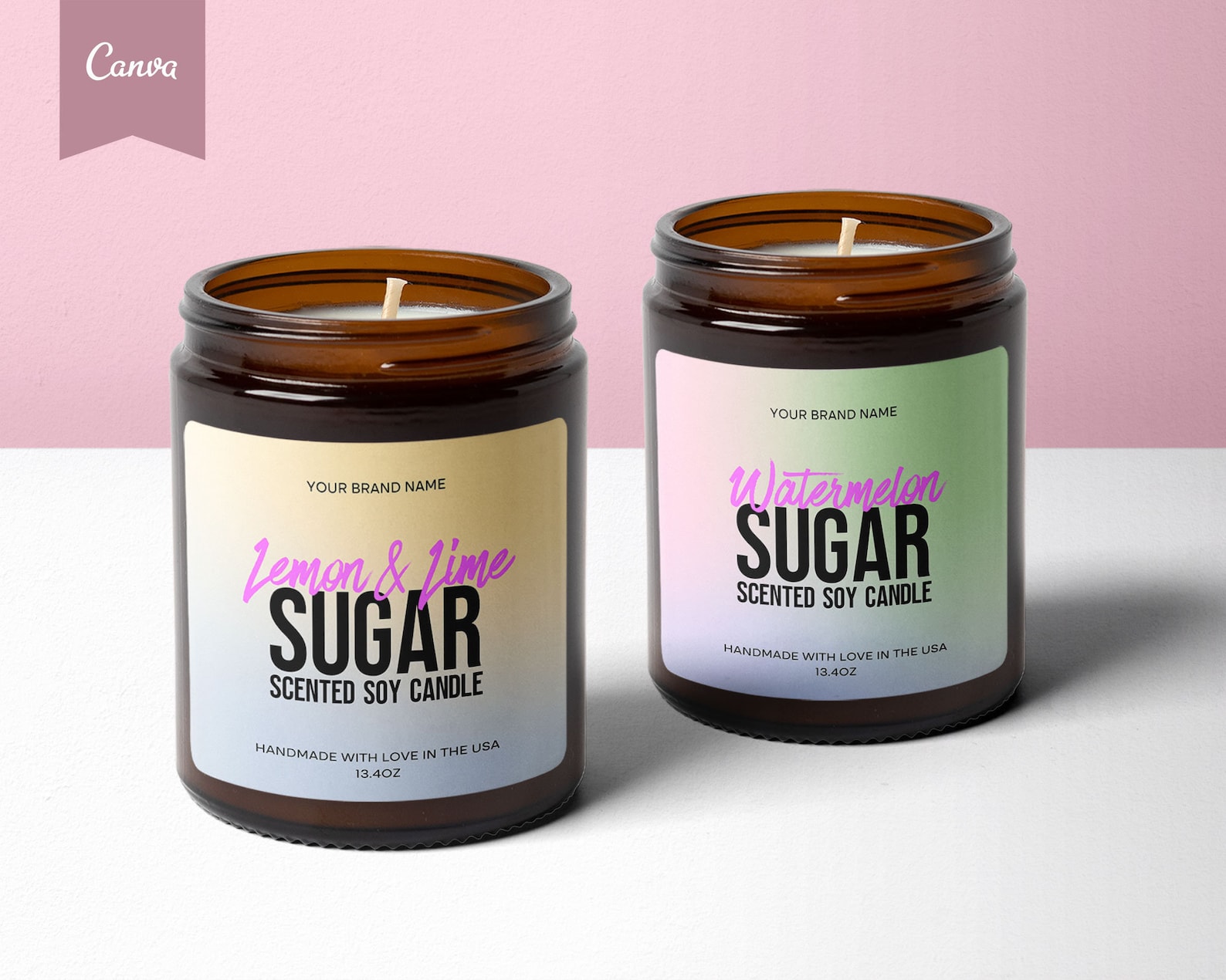 GRADIENT Editable Candle Label RETRO Candle Label Design | Etsy