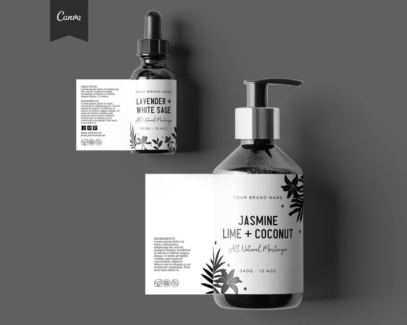 FLORAL Editable Cosmetic Bottle Label Template Vintage DIY | Etsy