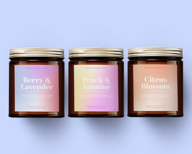 GRADIENT Editable Candle Label Candle Label Design Candle - Etsy