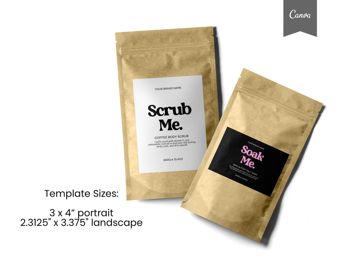 MINIMAL Editable Pouch Label Template Custom Product Label | Etsy