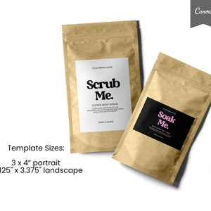 MINIMAL Editable Pouch Label Template Custom Product Label | Etsy