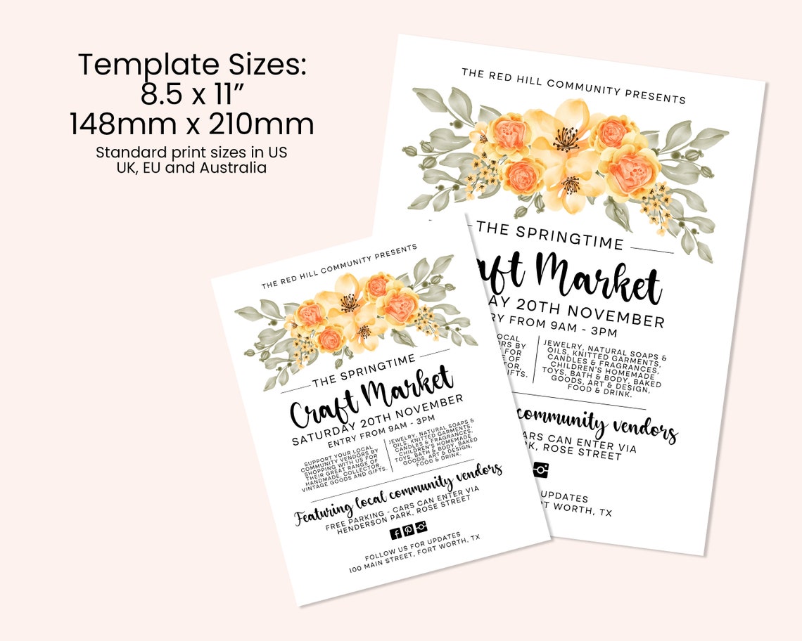 Editable Flyer Brochure DIY Market Fair Flyer DIY Template - Etsy