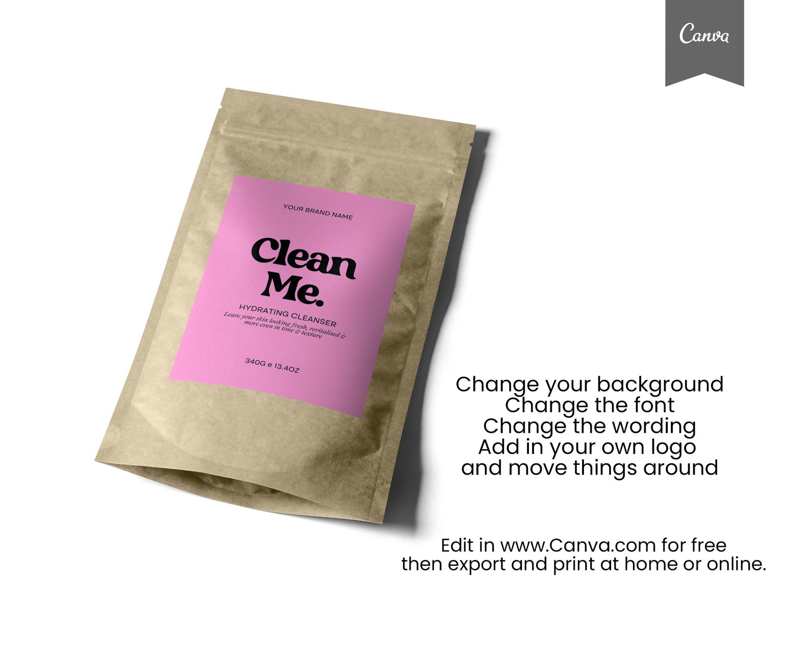 MINIMAL Editable Pouch Label Template Custom Product Label | Etsy