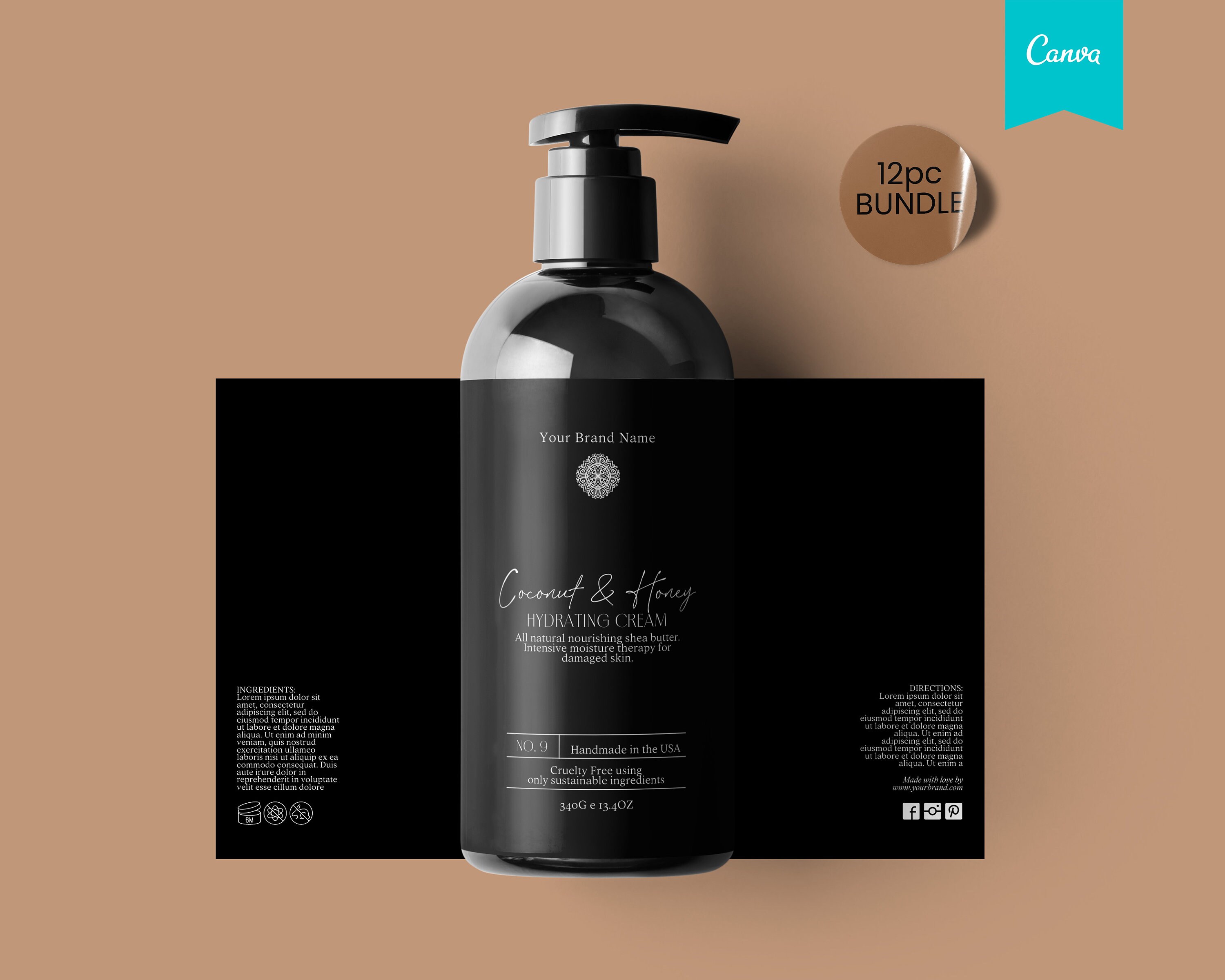 NATURAL Skincare Product Labels Editable Cosmetic Labels - Etsy