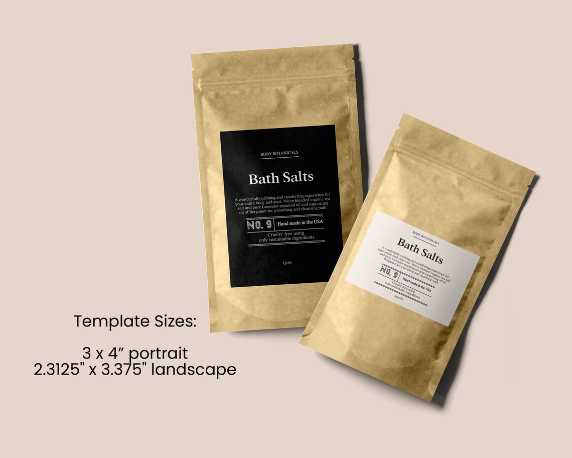 MINIMAL Editable Pouch Label Template Custom Product Label | Etsy Singapore