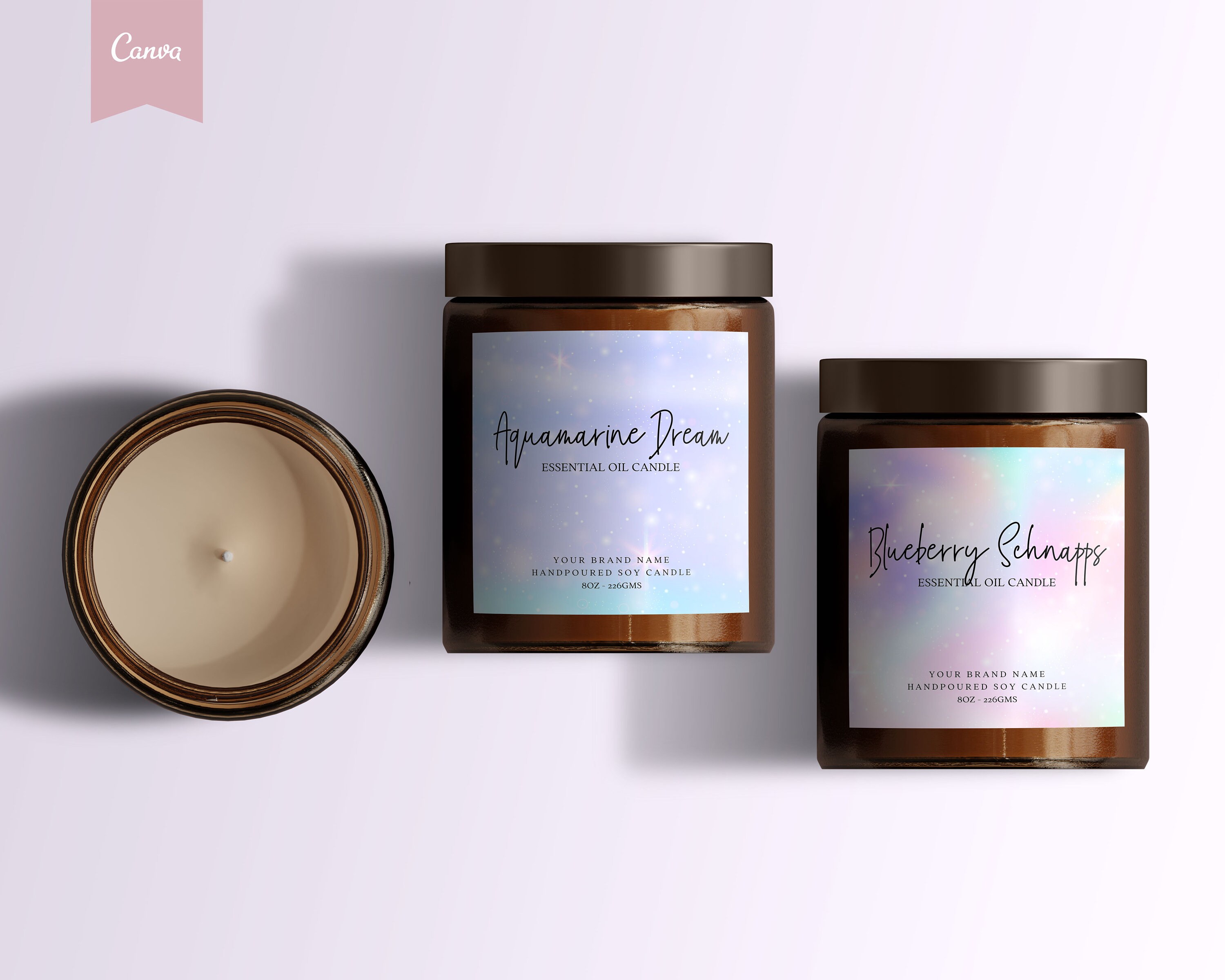 RAINBOW Editable Candle Label, GRADIENT Candle Label Design, Editable ...