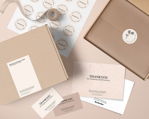 NEUTRAL Branded Packaging Templates MINIMAL Editable Box Seal - Etsy