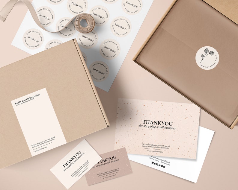 NEUTRAL Branded Packaging Templates, MINIMAL Editable Box Seal Template ...