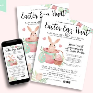 Editable EASTER Egg Hunt Flyer, DIY Flyer Template, Custom Invitation ...