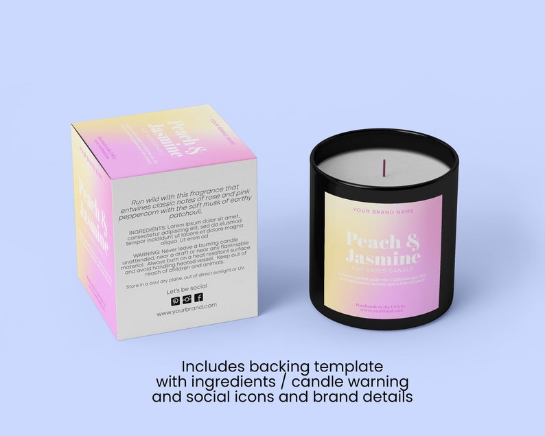 GRADIENT Editable Candle Label Candle Label Design Candle - Etsy